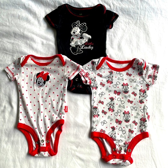 Disney | One Pieces | Disney Minnie Mouse Baby Girl Onesie Set | Poshmark